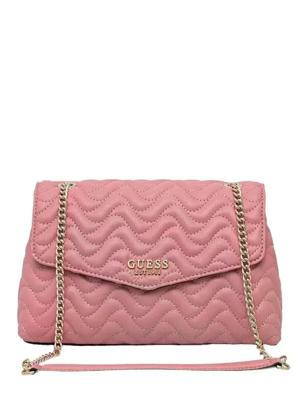 Guess Quilted Crossbody Bag With Chain Strap - Pink