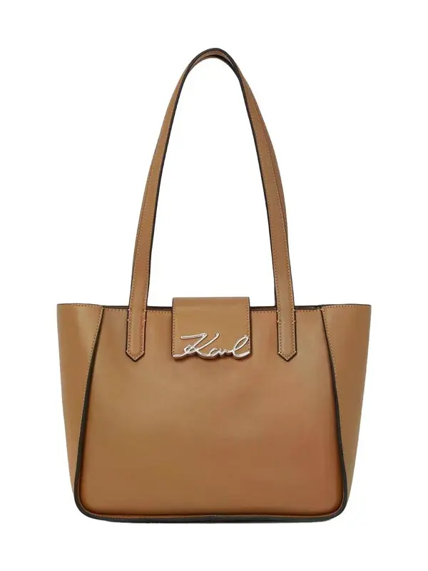 Karl Lagerfeld K/signature Leather Tote Bag - Brown