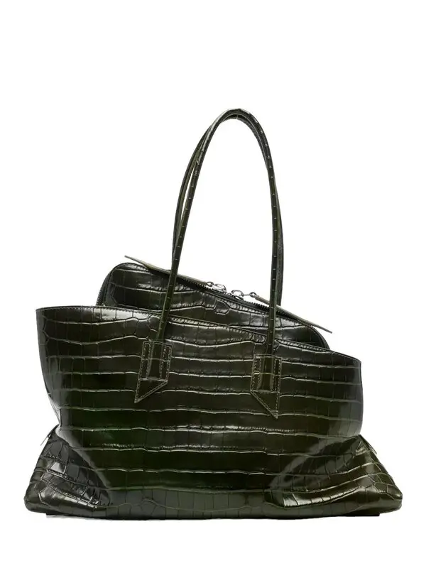 Attico La Passeggiata Croc Embossed Medium Tote Bag - Green