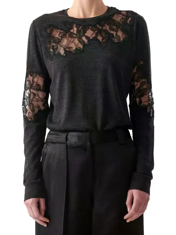 JASON WU Lace-detail T-shirt - Grey