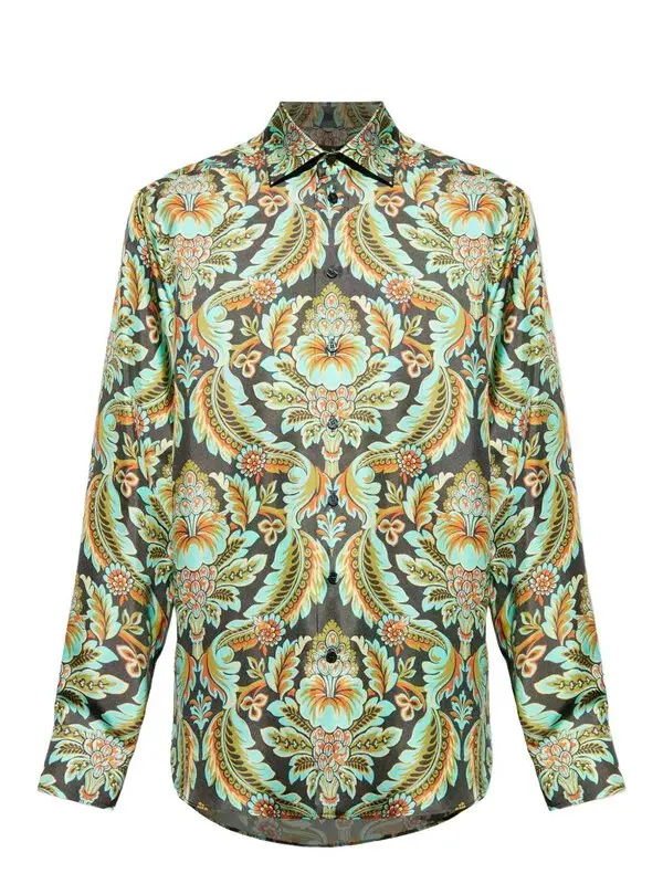 Etro Paisley-print Silk Shirt - Green