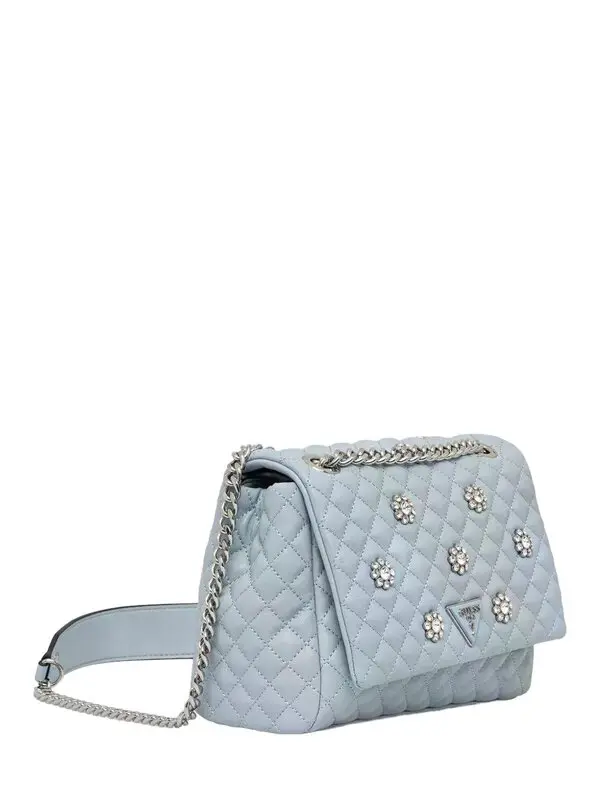 Guess Mini Everlee Quilted Shoulder Bag - Blue