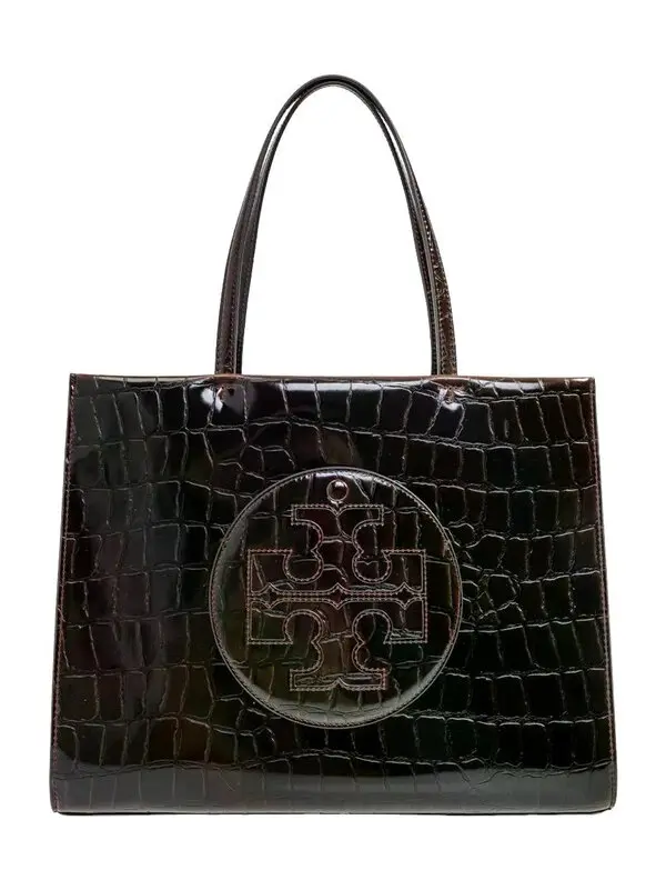 Tory Burch Croc-embossed Logo Tote Bag - Brown