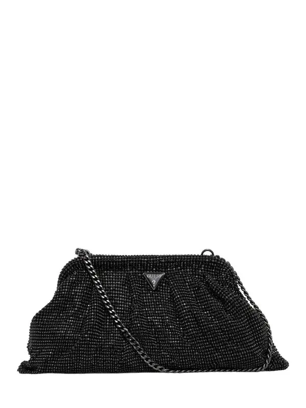 Guess Embellished Clutch With Chain Strap - Black