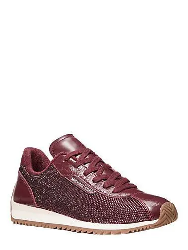 Michael Kors Rhodes Embellished Leather Trainer - Red