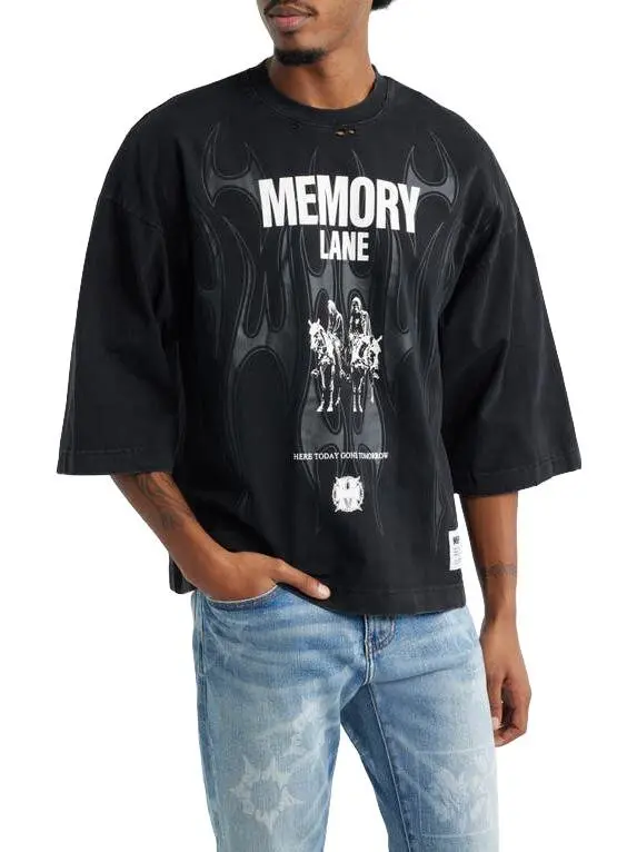 MEMORY LANE Storm Riders Oversize Cotton Jersey Graphic T-shirt - Black