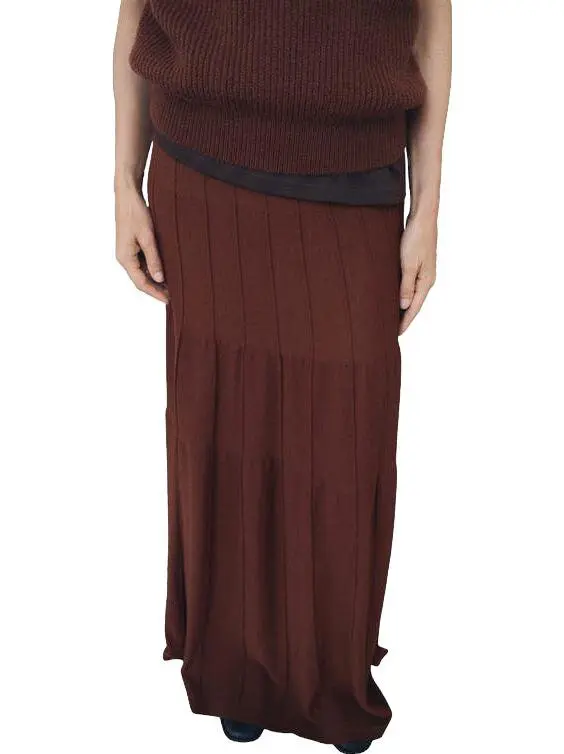 Mango Seam Maxi Skirt - Brown