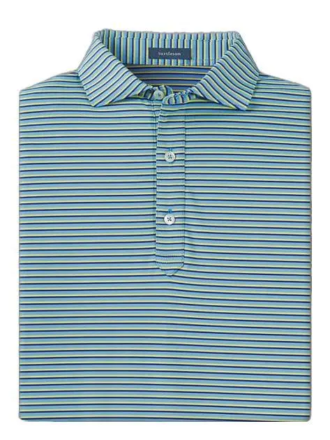 TURTLESON Clark Stripe Performance Polo - Luxe Blue/maize