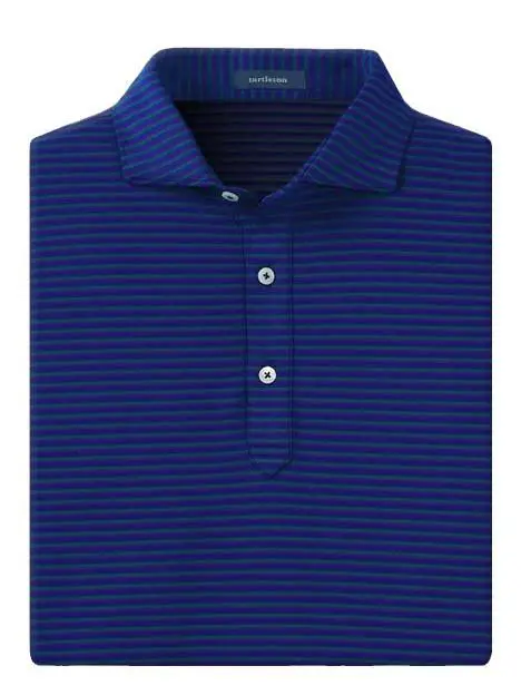 TURTLESON Clark Stripe Performance Polo - Navy/evergreen