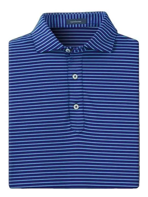 TURTLESON Clark Stripe Performance Polo - Navy/royal