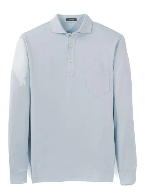 TURTLESON Lester Oxford Performance Polo Long Sleeve - Luxe Blue