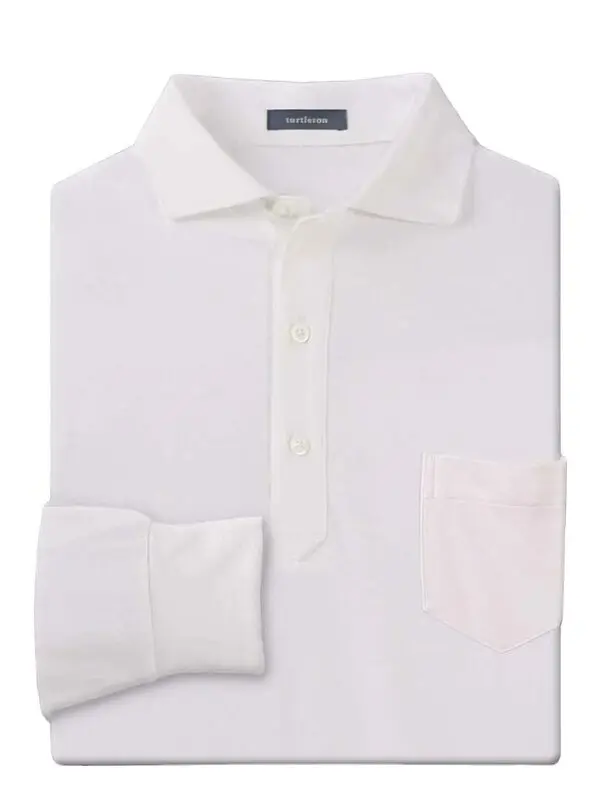 TURTLESON Lester Oxford Performance Polo Long Sleeve - White
