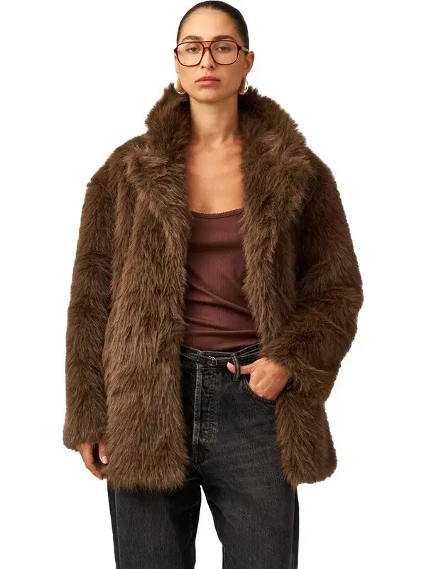 GOTTEX BEACH LIFE Faux Fur Coat - Brown