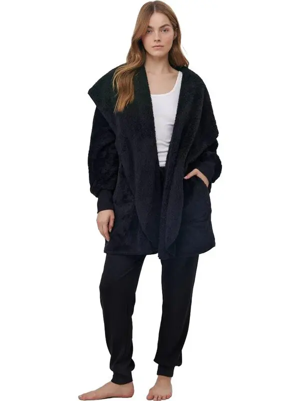 GOTTEX BEACH LIFE Hooded Fleece Cardigan - Black