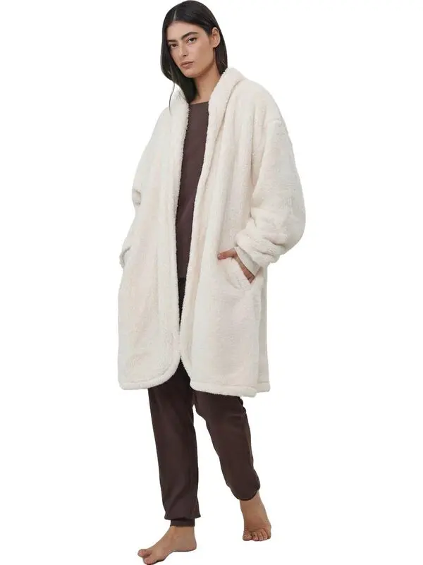 GOTTEX BEACH LIFE Cloud Fleece Open-front Cardigan - Ivory