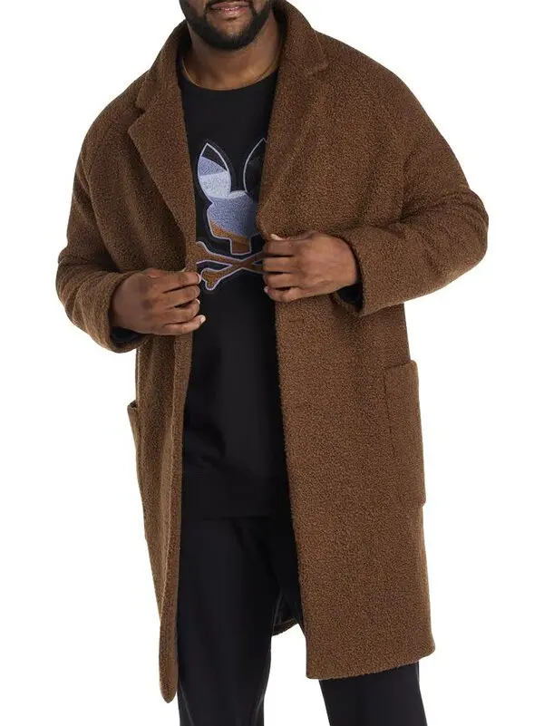 TALLIA Big & Tall Teddy Overcoat - Chocolate