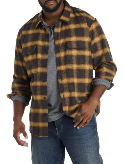 Lucky Brand Big & Tall Plaid Cloud Soft Flannel Sport Shirt - Rust Multi