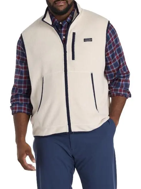 Vineyard Vines Big & Tall Bonfire Fleece Vest - Stone