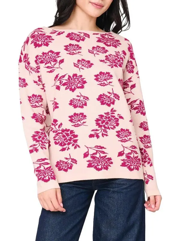 GIBSONLOOK Relaxed Fit Intarsia Sweater - Cerise/pink Smoke