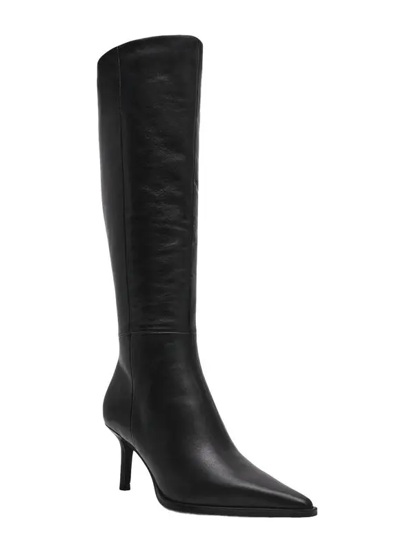 Steve Madden Lingo Pointed Toe Knee High Boots - Black Leather