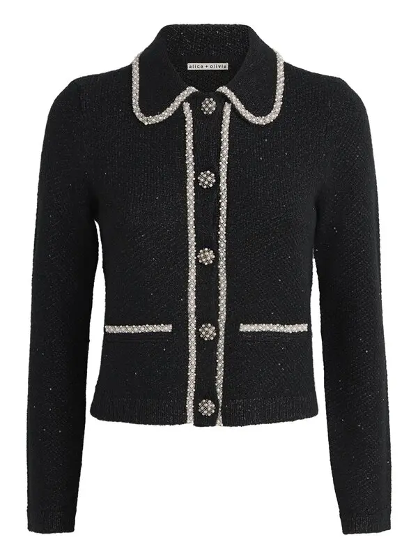 Alice + Olivia Tweed Noella Cardigan - Black