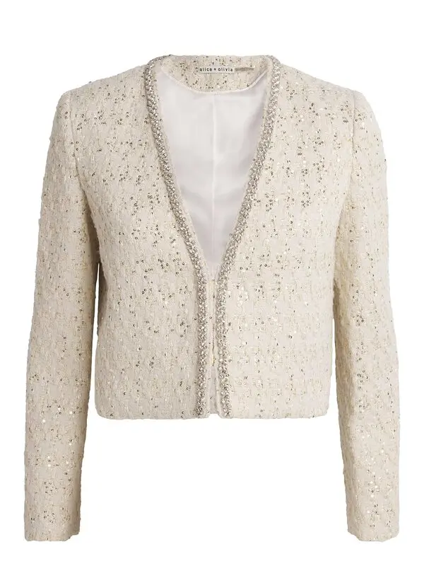 Alice + Olivia Kidman Tweed Blazer - Beige