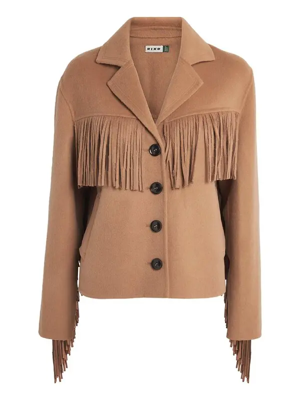 Rixo Wool-blend Fringe Ashleigh Jacket - Brown