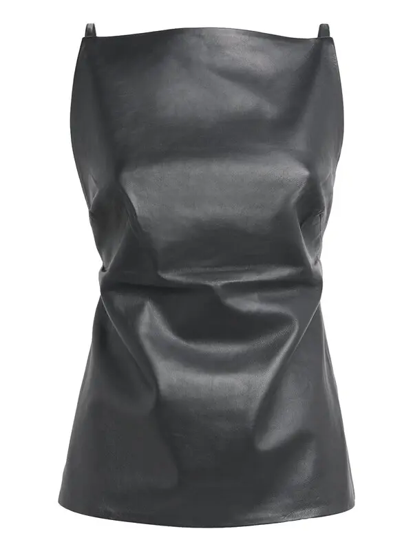 ST. AGNI Lambskin Square-neck Camisole - Black
