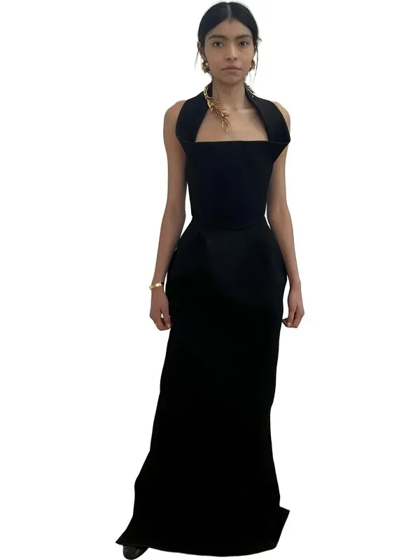 Celine Gown Wool And Silk - Black