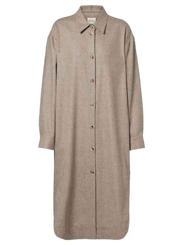 Khaite Gloria Wool And Cashmere Shirt Dress - Beige