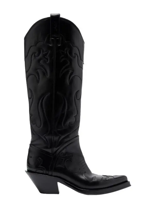 Gabriela Hearst Capitan Leather Cowboy Boots - Black