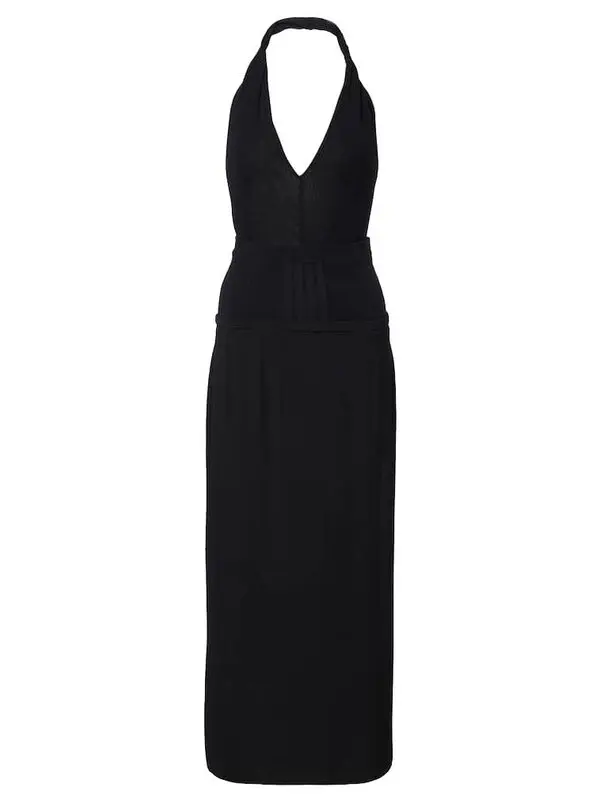 Attico Crêpe And Tulle Midi Dress - Black