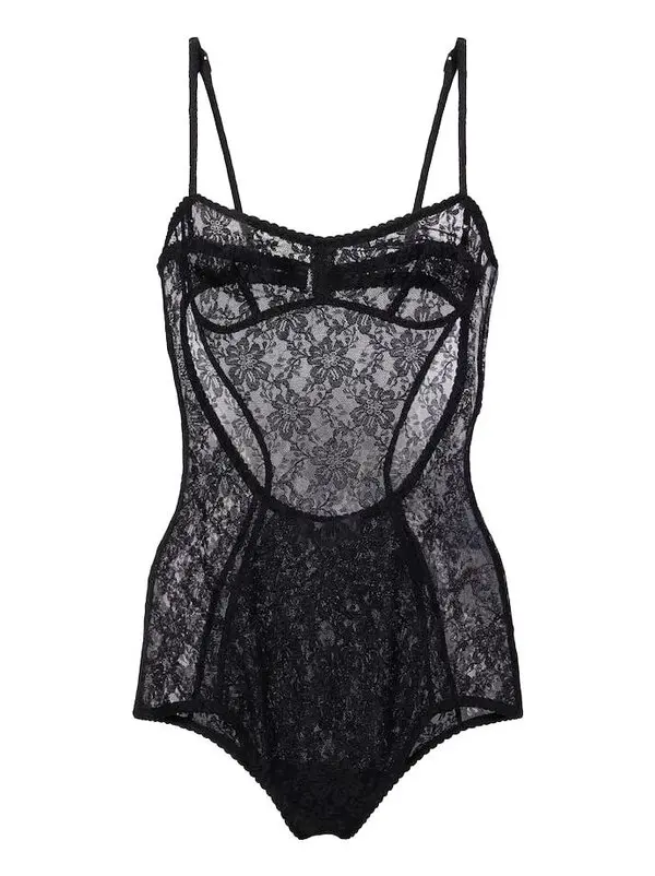 Attico Floral Lace Bodysuit - Black
