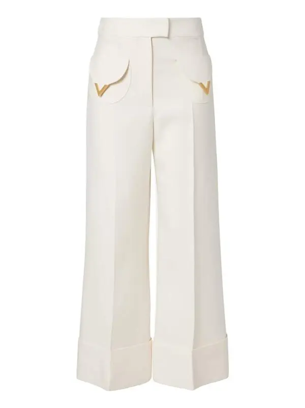 Valentino Garavani Crepe Couture Wide-leg Pants - White