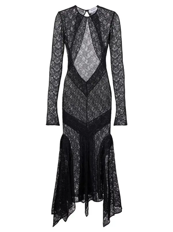 Attico Floral Lace Cocktail Dress - Black