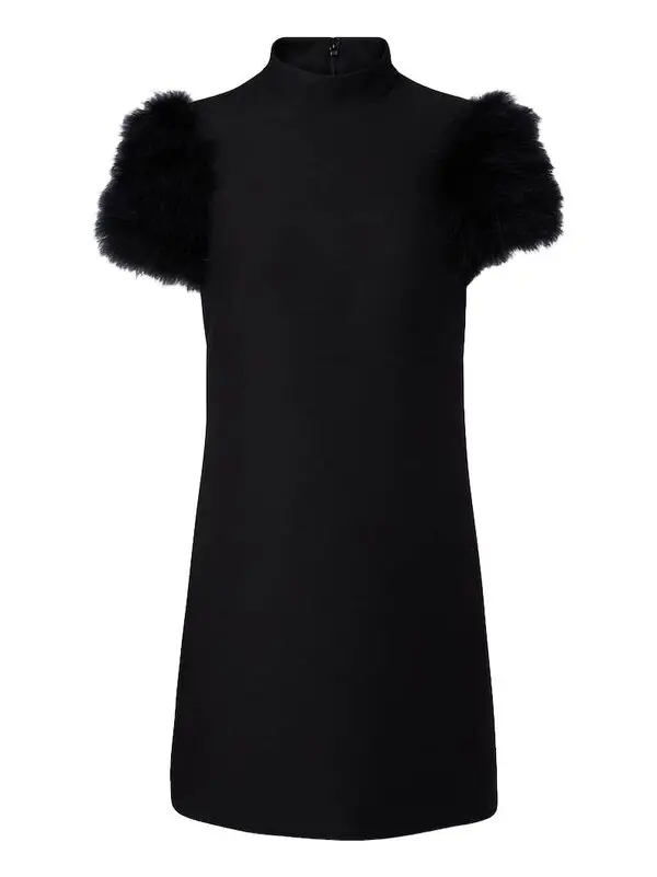 Valentino Garavani Crepe Couture Feather-trimmed Minidress - Black