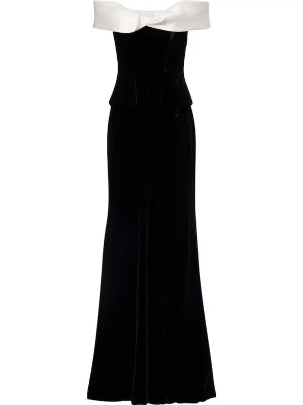 Costarellos Off-shoulder Bustier Gown - Black