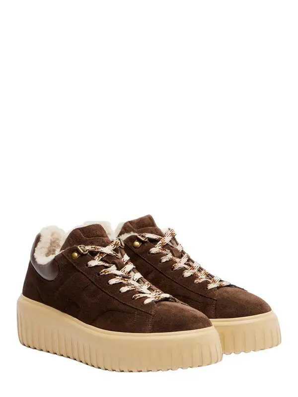 Hogan H-stripes Suede Platform Sneakers - Brown