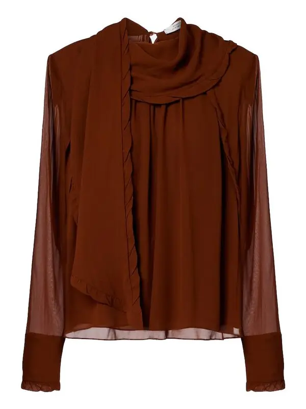 Dorothee Schumacher Sheer Twist Georgette Blouse - Brown