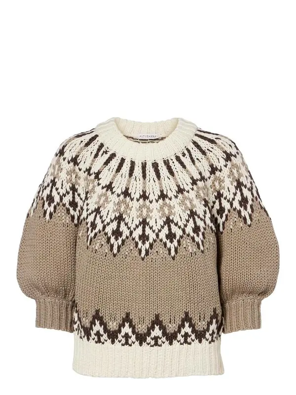 Altuzarra Marty Fair Isle Cotton Sweater - Beige