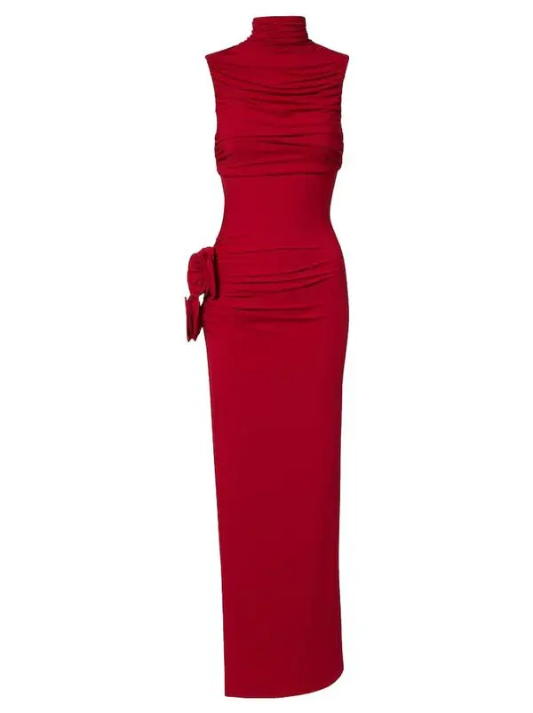 Magda Butrym Floral-appliqué Draped Gown - Red