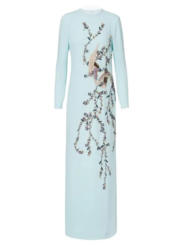 Costarellos Siriana Embellished Crêpe Gown - Blue