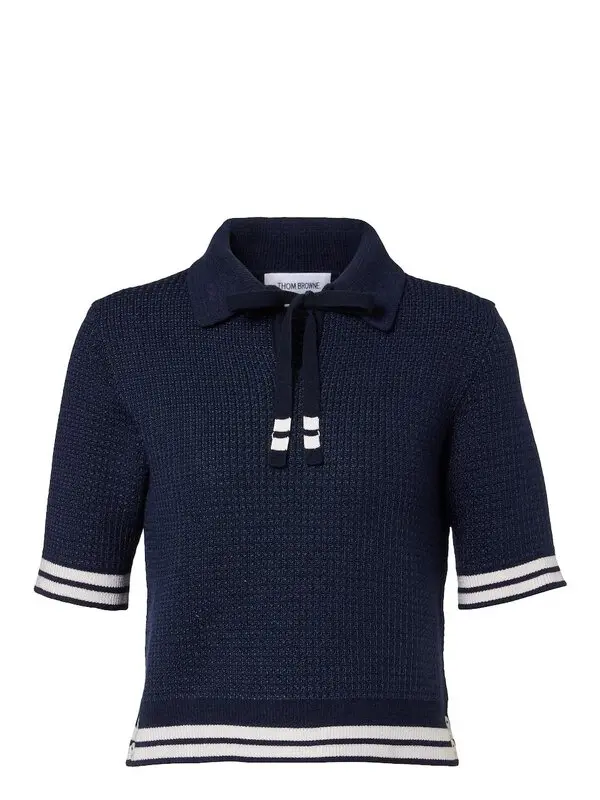 Thom Browne Silk-blend Polo Shirt - Blue