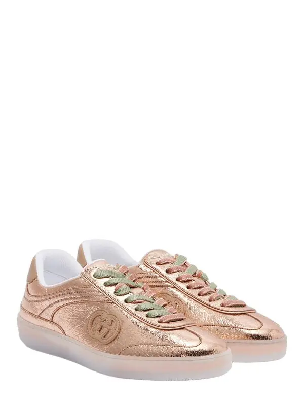 Gucci G75 Metallic Leather Sneakers - Pink