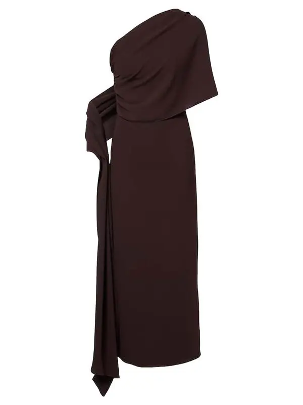 MARMAR HALIM Draped One-shoulder Crêpe Corset Dress - Brown