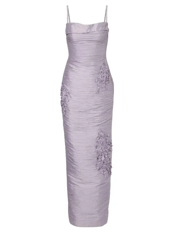 MARMAR HALIM Marisol Appliqué Taffeta Gown - Purple