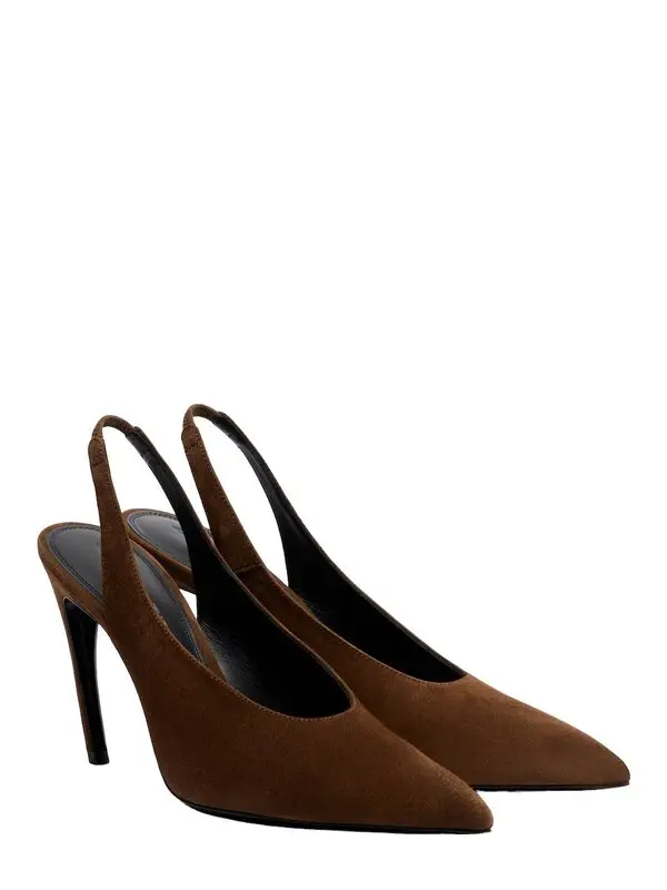 Attico Viper Suede Slingback Pumps - Brown