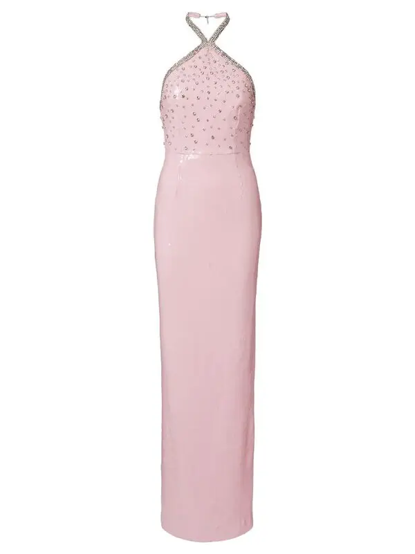 Rebecca Vallance Lydia Sequined Halterneck Gown - Pink