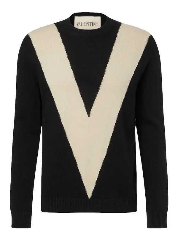Valentino Garavani Crewneck Virgin Wool Sweater - Black