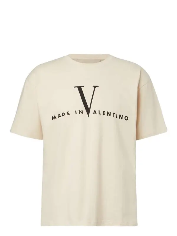 Valentino Garavani Logo Cotton Jersey T-shirt - Beige